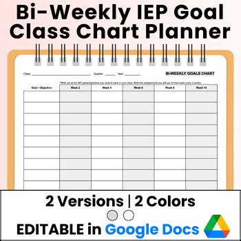 IEP Goals And Objectives Tracking Class Chart EDITABLE Google IEP Goal Tracking