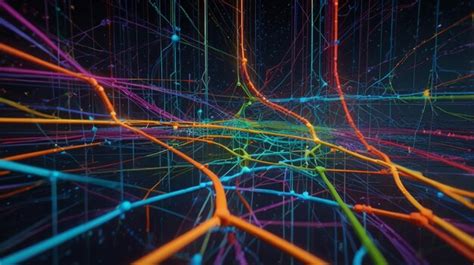 Data Flow Pathways A Cartoon Illustration Of Multiple Pathways Made Of Flowing Lines And
