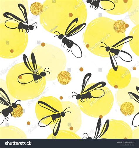Seamless Firefly Pattern Fairy Vector Illustration Stock Vector