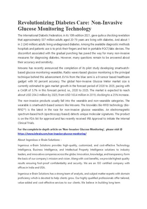 Ppt Revolutionizing Diabetes Care Non Invasive Glucose Monitoring Technology Powerpoint