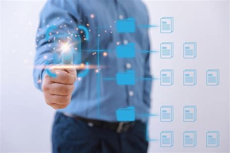 Premium Photo Businessman Touching Icon Virtual Online Database And Process Automation To