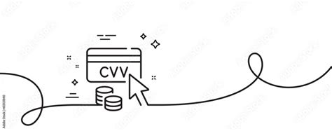 CVV Code Line Icon Continuous One Line With Curl Credit Card Sign