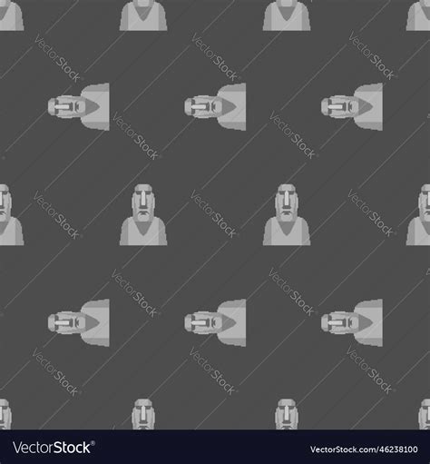 Moai Pixel Art Pattern Seamless Easter Island Vector Image