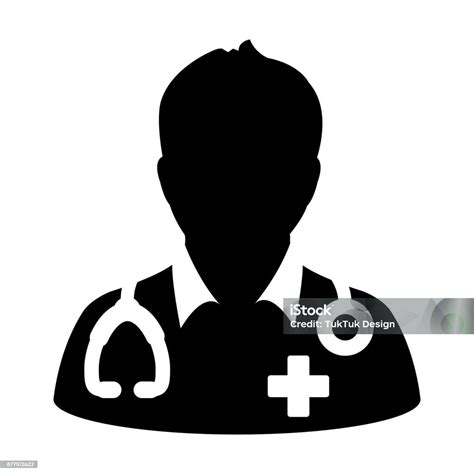 의사가 아이콘 벡터 의료 상담 남성 의사 사람 아바타 청진 기와 교차 하는 상징 문양 그림 건강관리와 의술에 대한 스톡 벡터 아트 및 기타 이미지 건강관리와 의술 검은