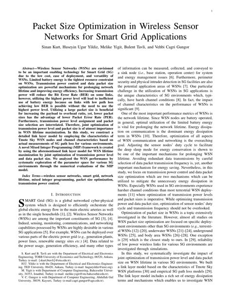 Pdf Packet Size Optimization In Wireless Sensor Networks For Smart Grid Applications