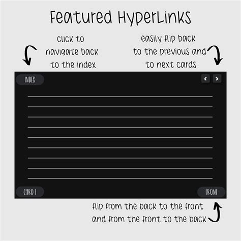 Digital Flashcards For Goodnotes Notability Fully Hyperlinked Black White Minimal Lined Dotted
