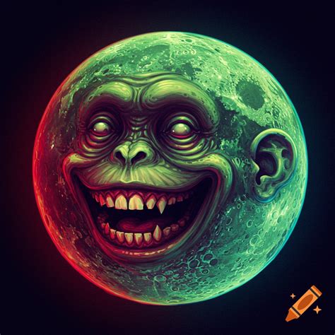 Creepy Moon With Monkey Expression Surreal Meme On Craiyon