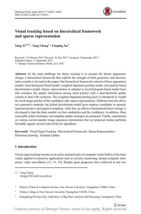 visual tracking based on hierarchical framework and sparse