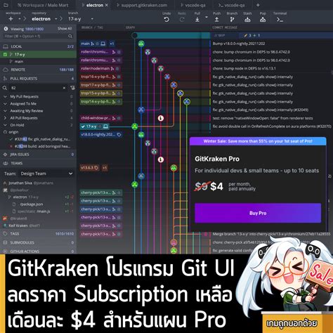 News Gitkraken โปรแกรม Git Ui ลดราคา เกมถูกบอกด้วย V2