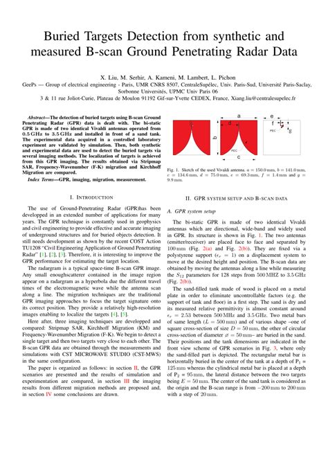 Pdf Buried Targets Detection From Synthetic Anc Measured B Scan Ground Penetrating Radar Data