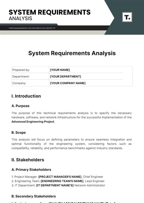 Free System Requirements Analysis Template To Edit Online