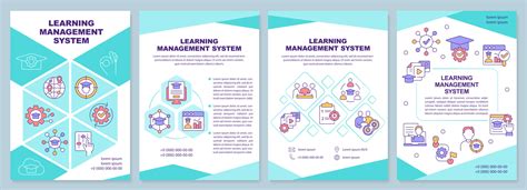 Learning Management System Blue Brochure Template Leaflet Design With Linear Icons Editable 4