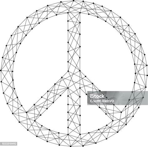 평화 미래 다각형 검은 선과 점 들에서의 태평양 상징 벡터 일러스트입니다 검은색에 대한 스톡 벡터 아트 및 기타 이미지 검은색 낙서 드로잉 디자인 Istock