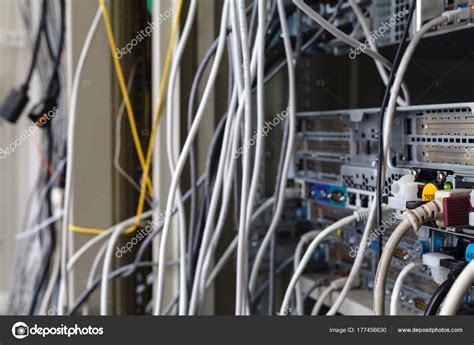 Patch Panel Server Rack With Gray Cords In The Background Stock Photo By AndreyCherkasov 177456630