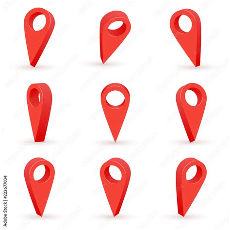 Red Map Marker Icon In Vector Realistic 3d Pointer Of Map Stock Vector Adobe Stock