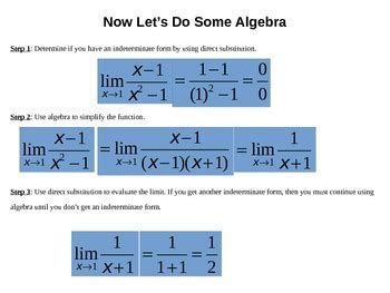 Evaluate Limits Algebraically By Michele Cubed TPT