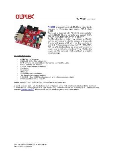 Pic Web Server With Pic18f452 And Enc28j60 Olimex