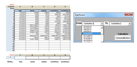 Vba How To Calculate Data In Rows With Comboboxes As Selectors Stack Overflow