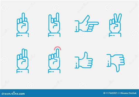Hand Gestures Thin Line Icon Set Vector Touch Screen Gestures Icons In Thin Line Style Stock