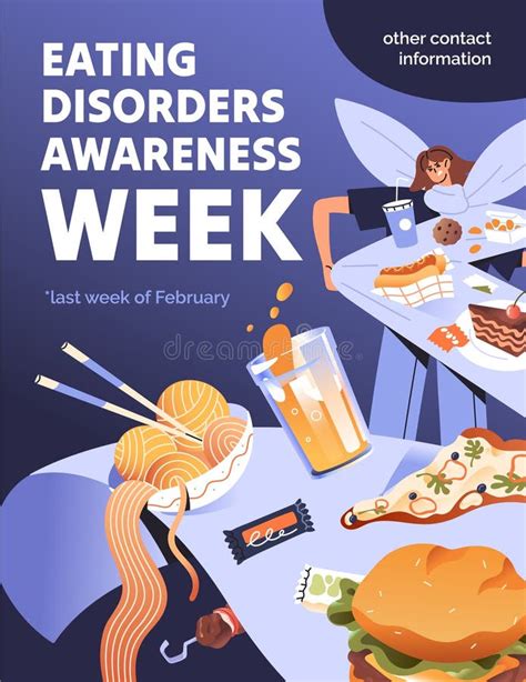 Design Of Eating Disorder Event Poster Advertising Template With Food