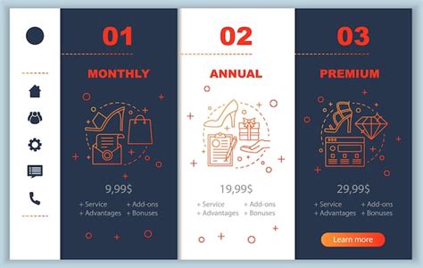 Premium Vector Women Stylist Services Prices Onboarding Mobile App Screens Template