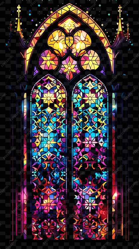 스테인드 글래스 트레일리스 픽셀 아트와 다채롭고 복잡한 크리에이티브 텍스처 Y2k 네온 아이템 디자인 프리미엄 Ai 생성 Psd