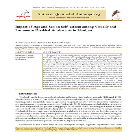Impact Of Age And Sex On Self Esteem Among Visually And Locomotor