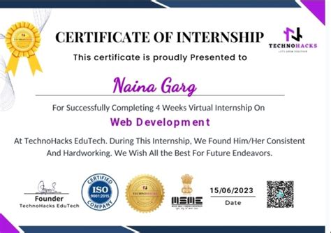 Naina Garg On Linkedin Webdevelopment Internship Internshipcompletion Technohacksedutech