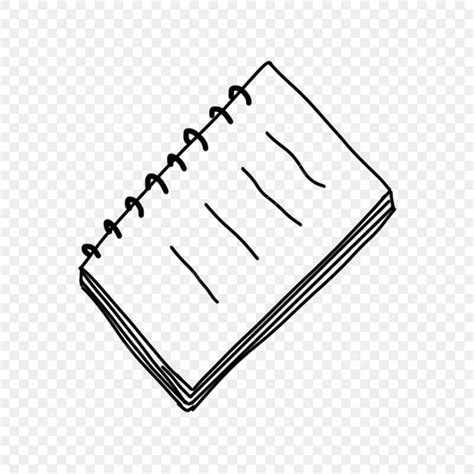Illustrated Notebook Clipart Png Images Cartoon Black Cute Line Drawing Hand Drawn Notebook