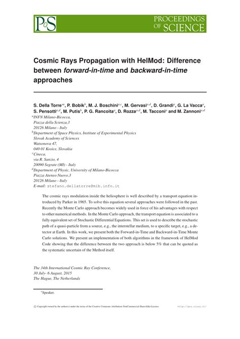 Pdf Cosmic Rays Propagation With Helmod Difference Between Forward In Time And Backward In
