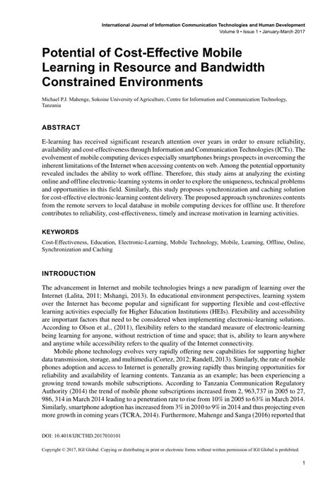 Pdf Potential Of Cost Effective Mobile Learning In Resource And