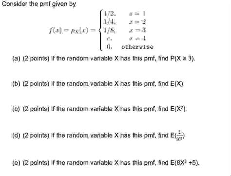 Solved Consider The Pmf Given Bya ﻿if The Random Variable