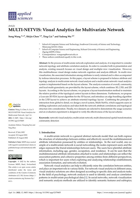 Pdf Multi Netvis Visual Analytics For Multivariate Network