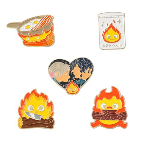 Anime Enamel Pins Set Angry Wood Fire Elf Demon Calcifer Temu