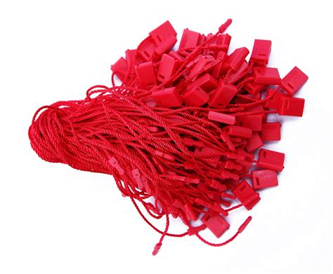 7 100 Pcs Red Hang Tag Nylon String Snap Lock Pin Loop Fastener Hook
