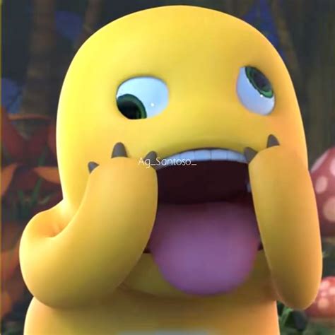 A Close Up Of A Cartoon Character With Its Mouth Open