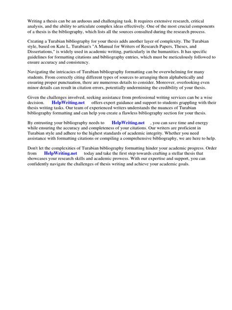 Turabian Bibliography Thesis Pdf A Manual For Writers Of Research Papers Citation