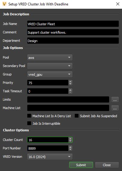 enhanced autodesk vred render scheduling with aws thinkbox deadline