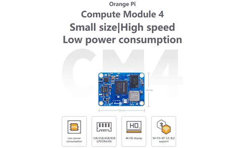 Orange Pi Cm4 Compute Module 4 With 4gb Ram 32gb Emmc Flash Wifi5 Bt5 0 Ble Rk3566 Quad Core 64