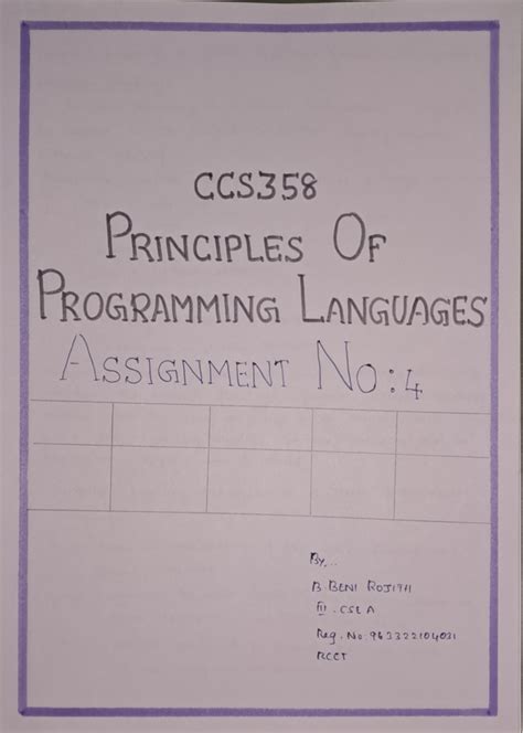 Ppl Assignment 4 Ppl Ccs358 Principles Of Programming Languages Assignment No 4 B Rojith