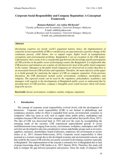 Pdf Corporate Social Responsibility And Company Reputation A Conceptual Framework