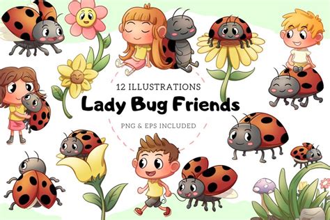 Lady Bug Friends Cute Illustrations