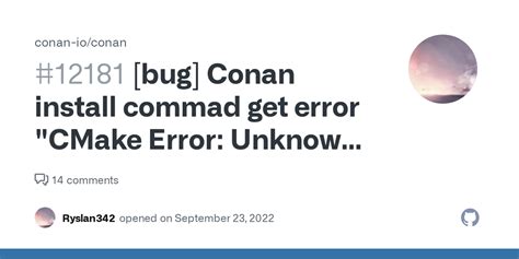 Bug Conan Install Commad Get Error Cmake Error Unknown Argument Prefix · Issue 12181