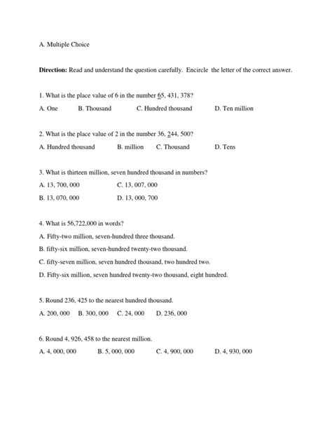 50 Items Test Pdf Mathematics Arithmetic