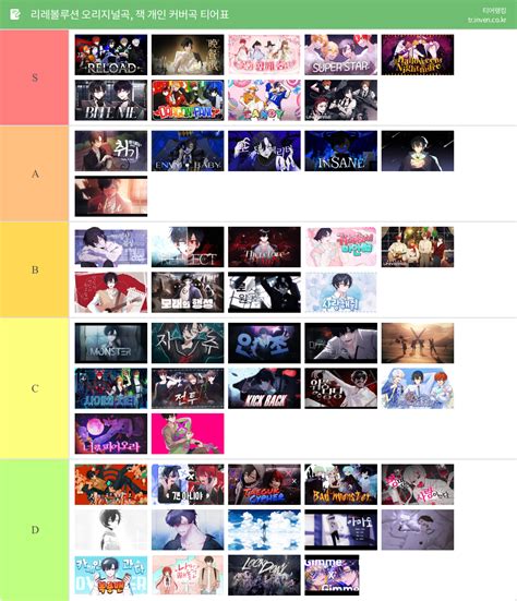 리레볼루션 오리지널곡 잭 개인 커버곡 티어표 인벤 티어표