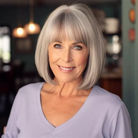 85 Flattering Hairstyles For Women Over 70 Grey Hair With Bangs Bob