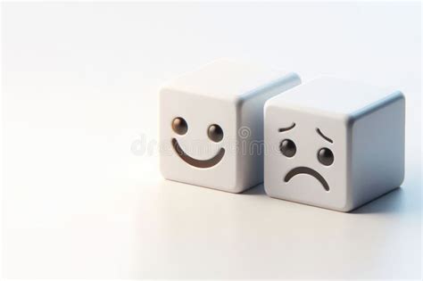 A Cheerful And Sad Cube Lying Together Space For Text Stock Image Image Of Closeup