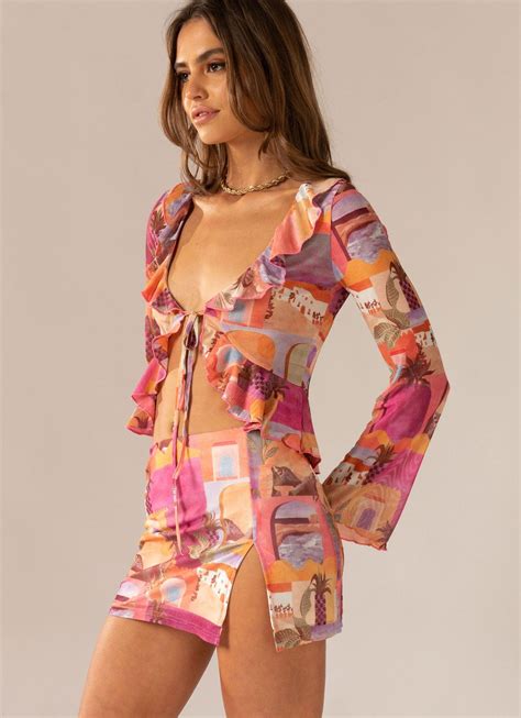 Serene Sunset Mini Skirt Sunset Building Peppermayo Uk