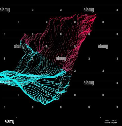 Abstract Art Array With Dynamic Emitted Particles Water Splash Imitation Modern Science And