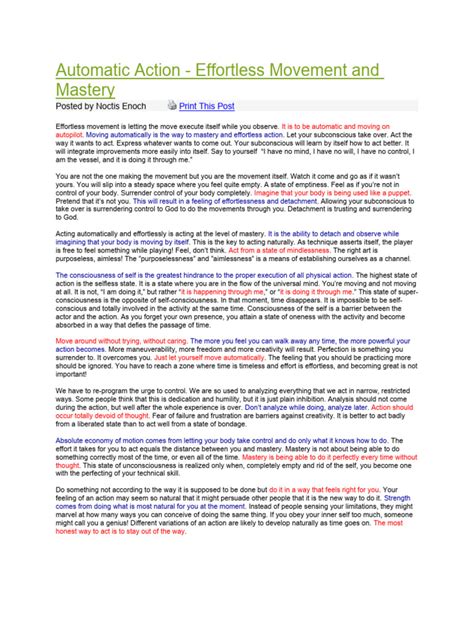 Automatic Action Effortless Movement And Mas Pdf Thought Behavioural Sciences